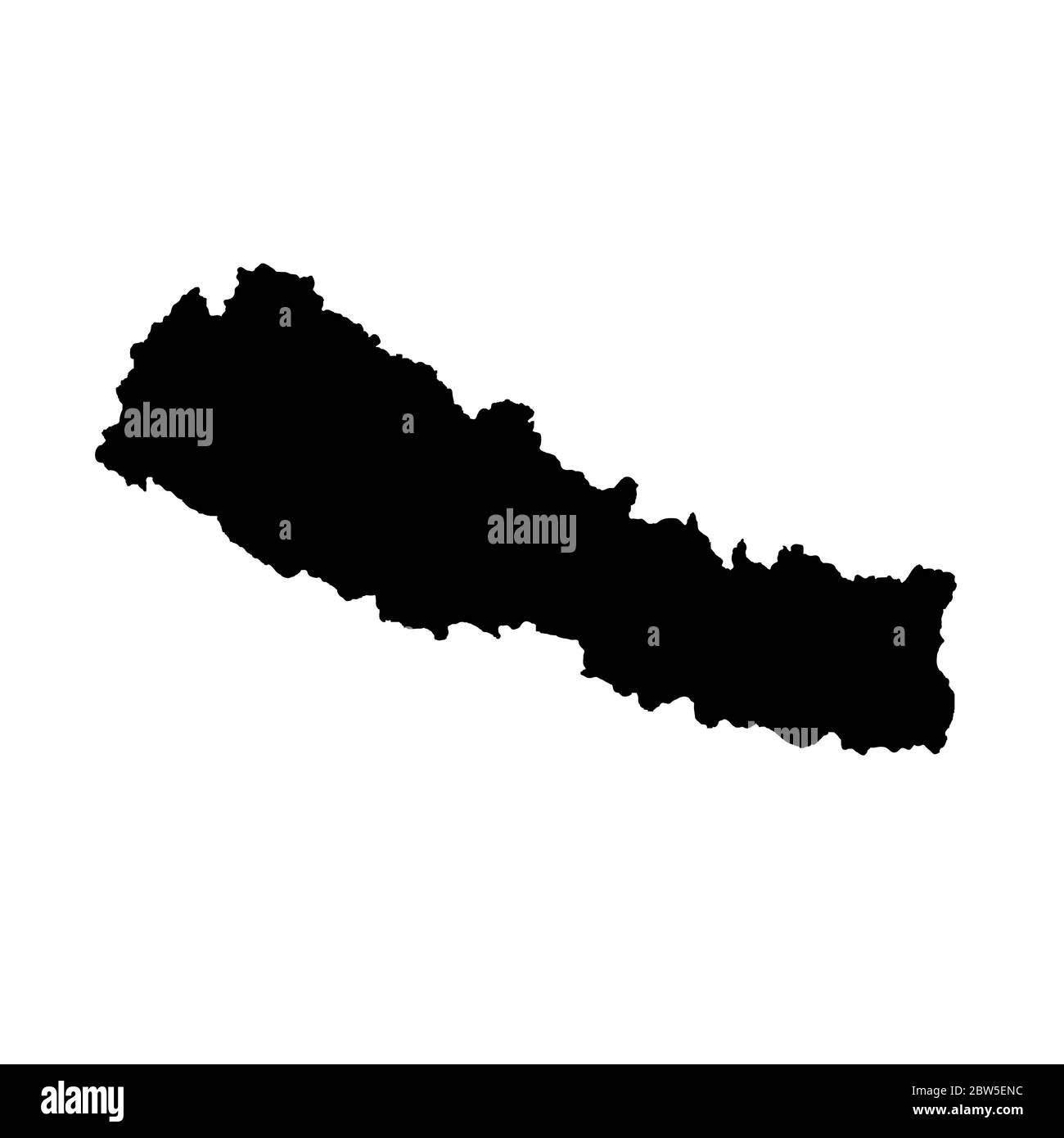 Vector map Nepal. Isolated vector Illustration. Black on White ...
