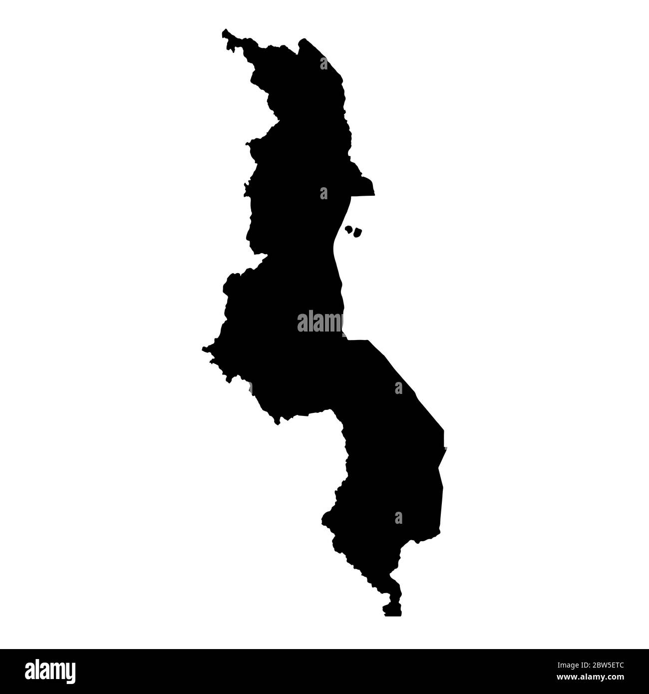 Vector map Malawi. Isolated vector Illustration. Black on White ...