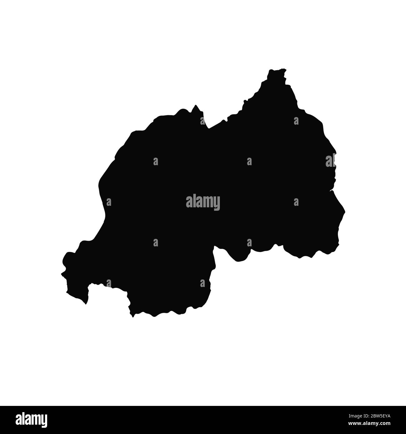 Vector map Rwanda. Isolated vector Illustration. Black on White ...
