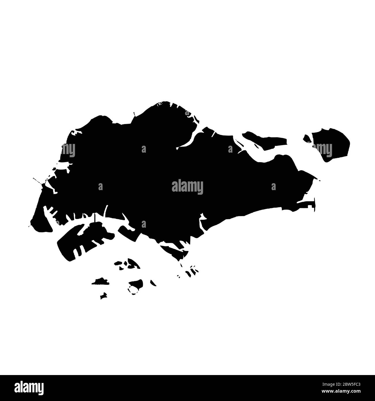 Vector map Singapore. Isolated vector Illustration. Black on White ...