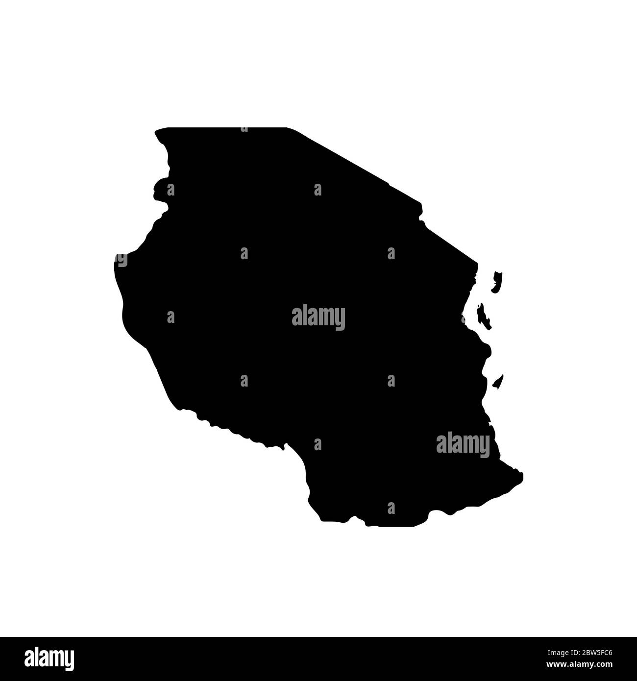 Vector Map Tanzania Isolated Vector Illustration Black On White
