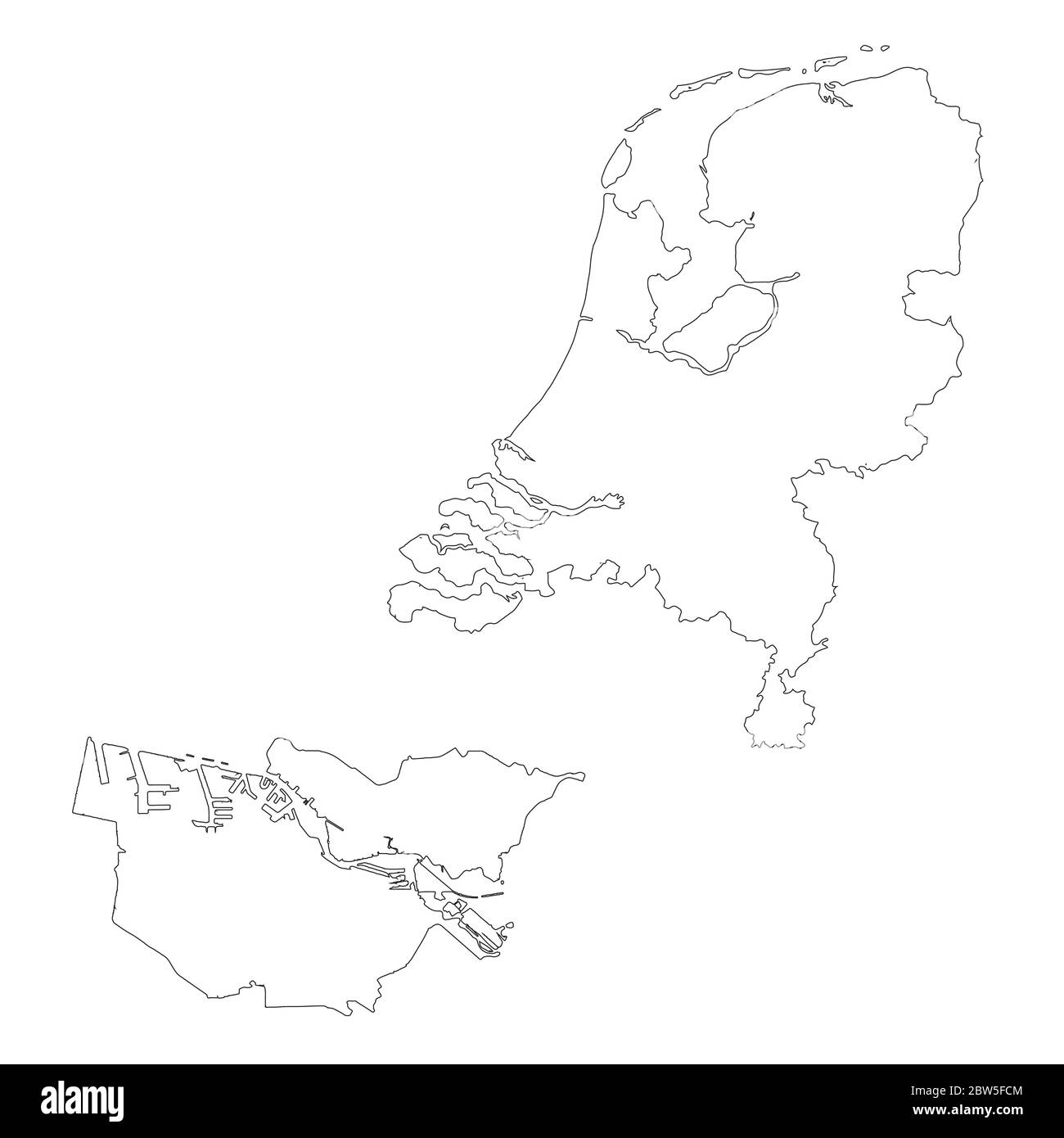 Vector map Netherlands and Amsterdam. Country and capital. Isolated vector Illustration. Outline ...