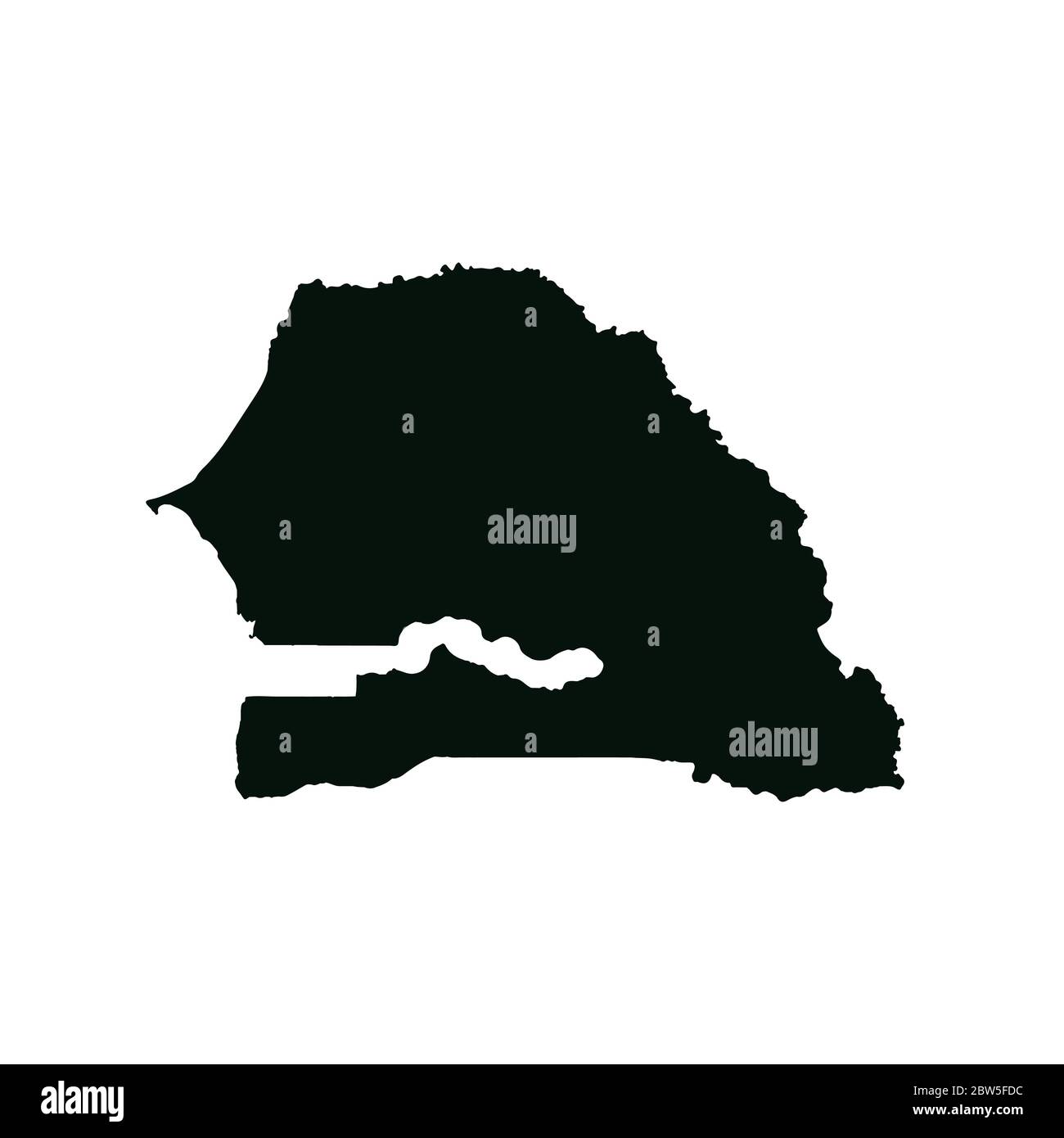 Vector map Senegal. Isolated vector Illustration. Black on White ...