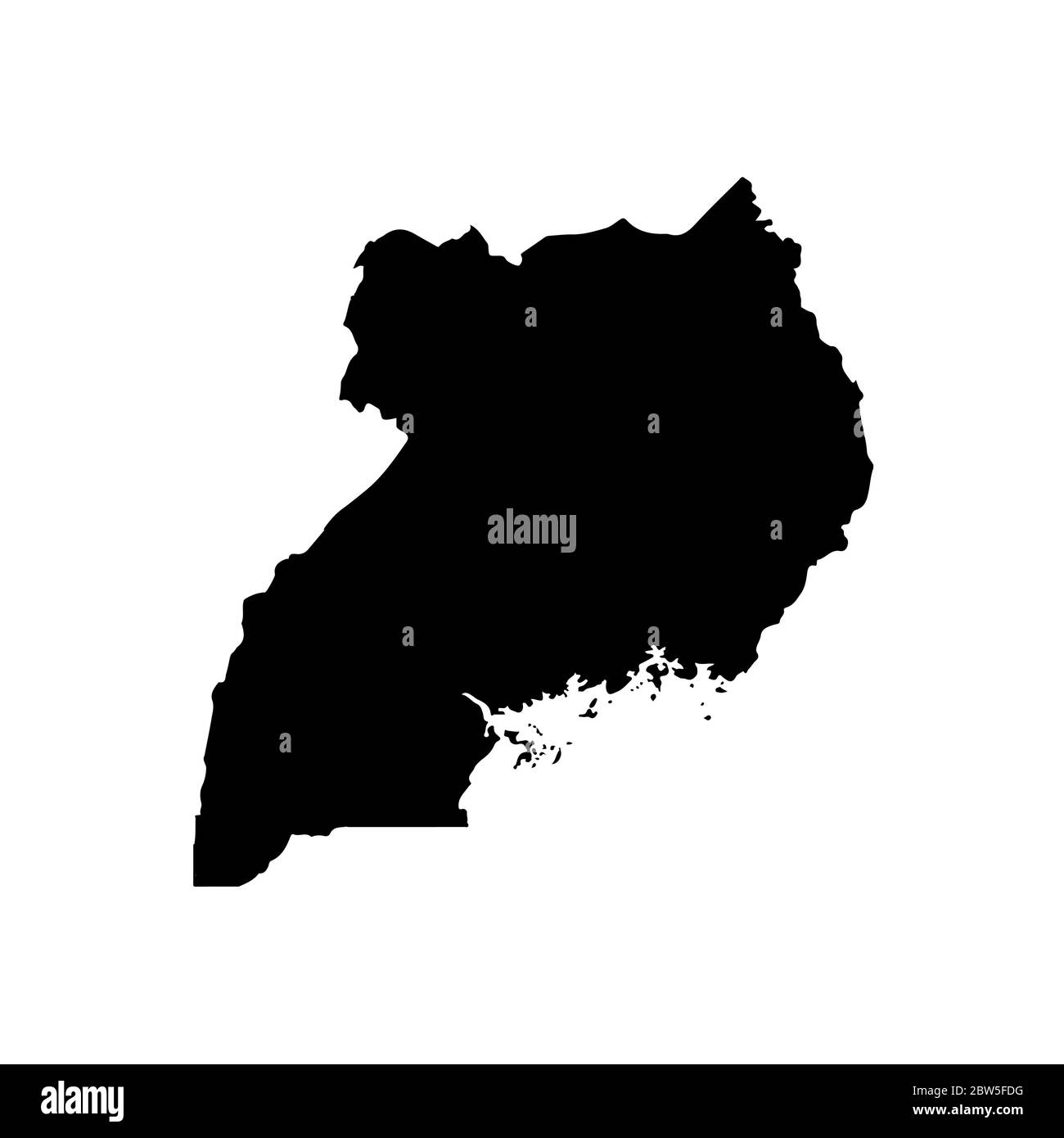 Vector map Uganda. Isolated vector Illustration. Black on White ...