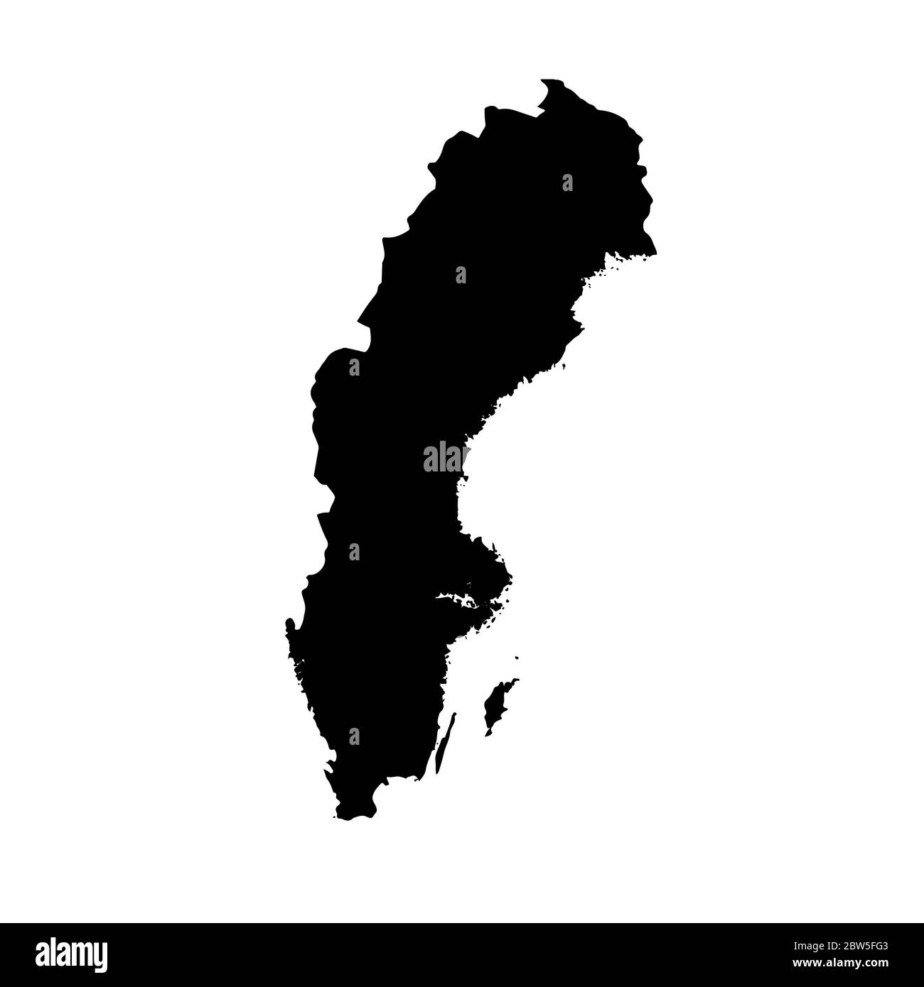 Vector map Sweden. Isolated vector Illustration. Black on White ...