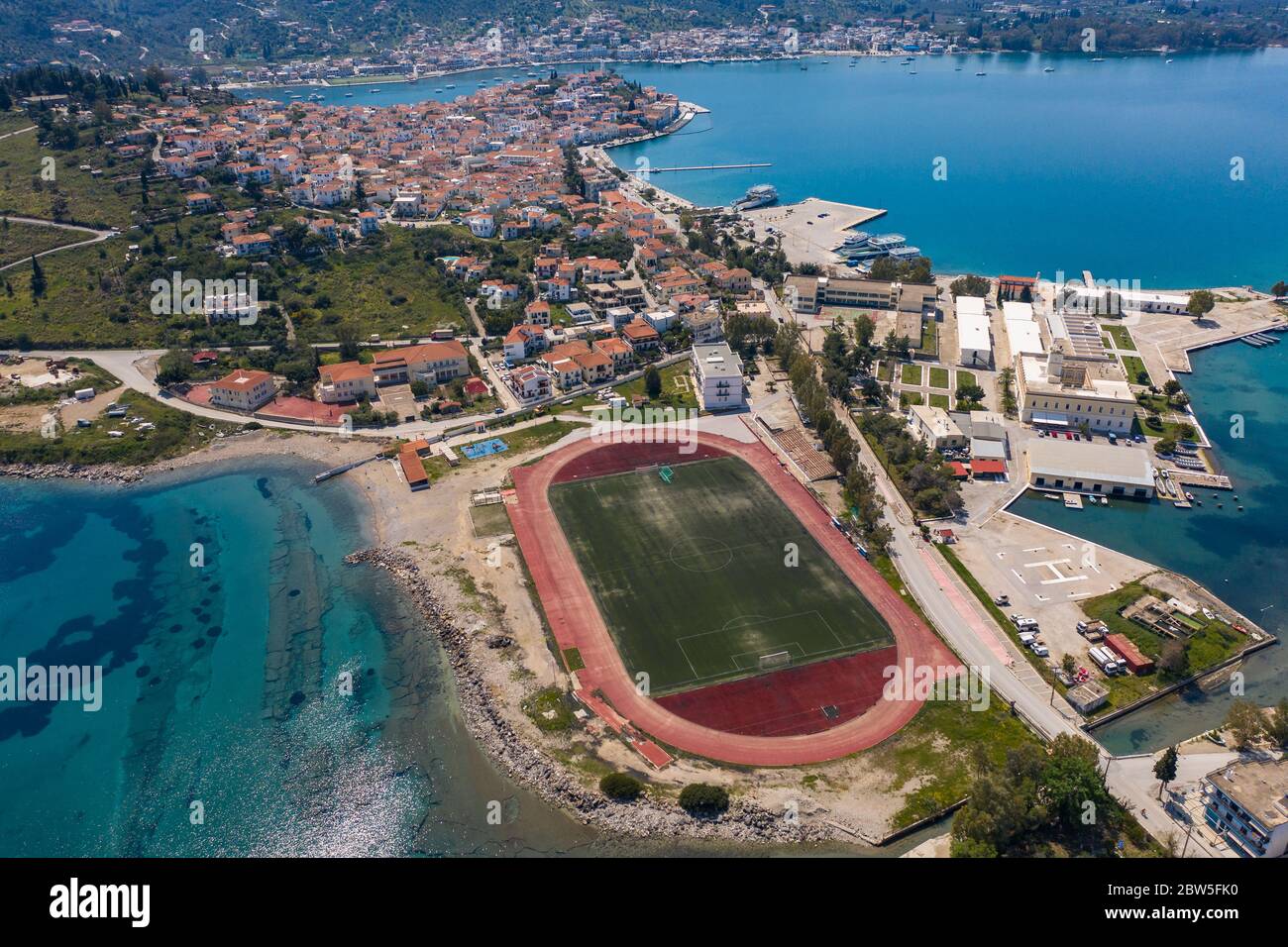 Aerial view landscape of Poros city, Lakonia Greece Stock Photo - Alamy