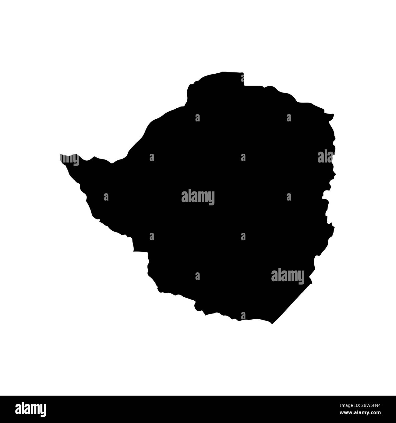 Vector map Zimbabwe. Isolated vector Illustration. Black on White ...