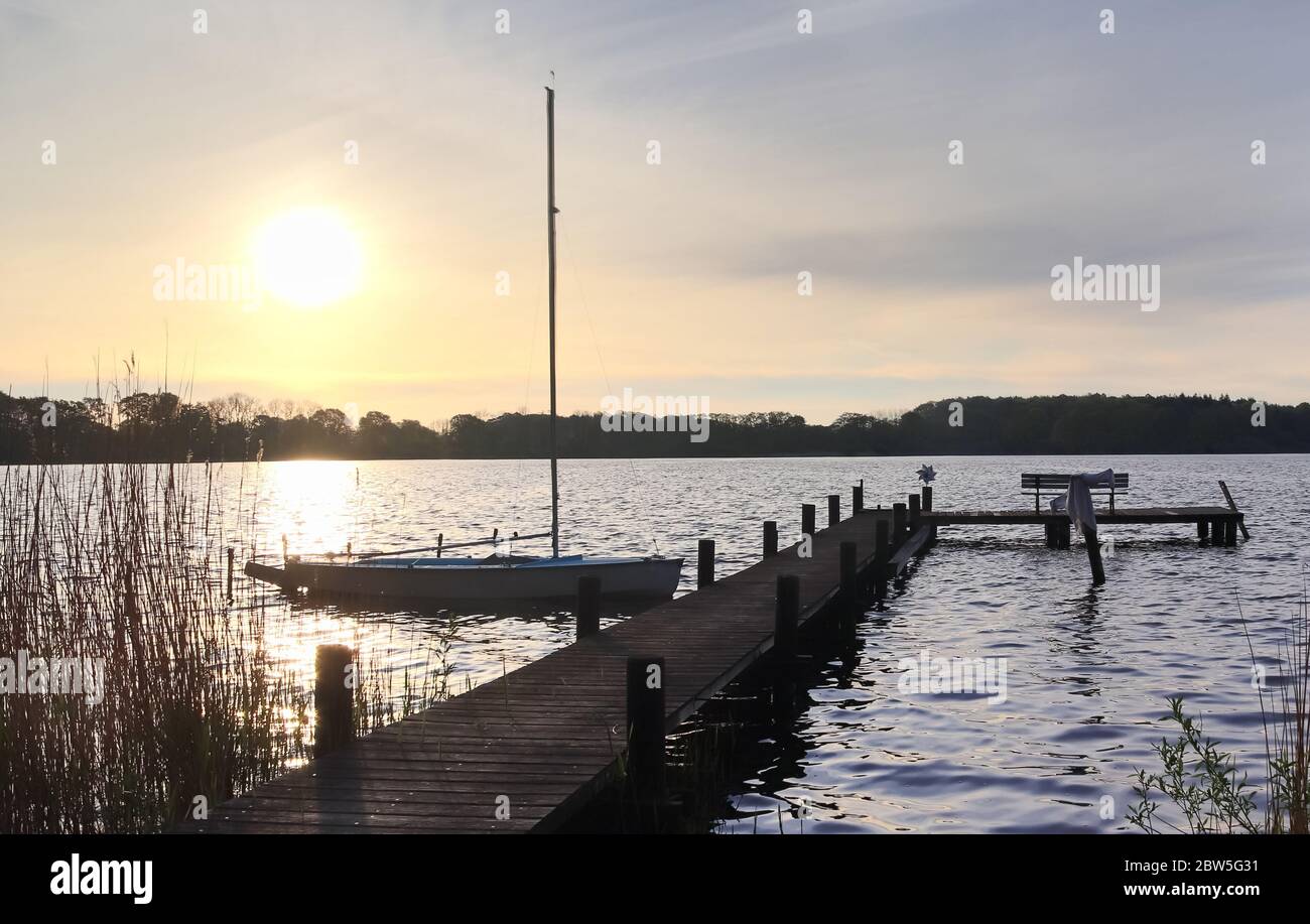 Beautiful sunset landscape at a small lake in northern Europe Stock ...