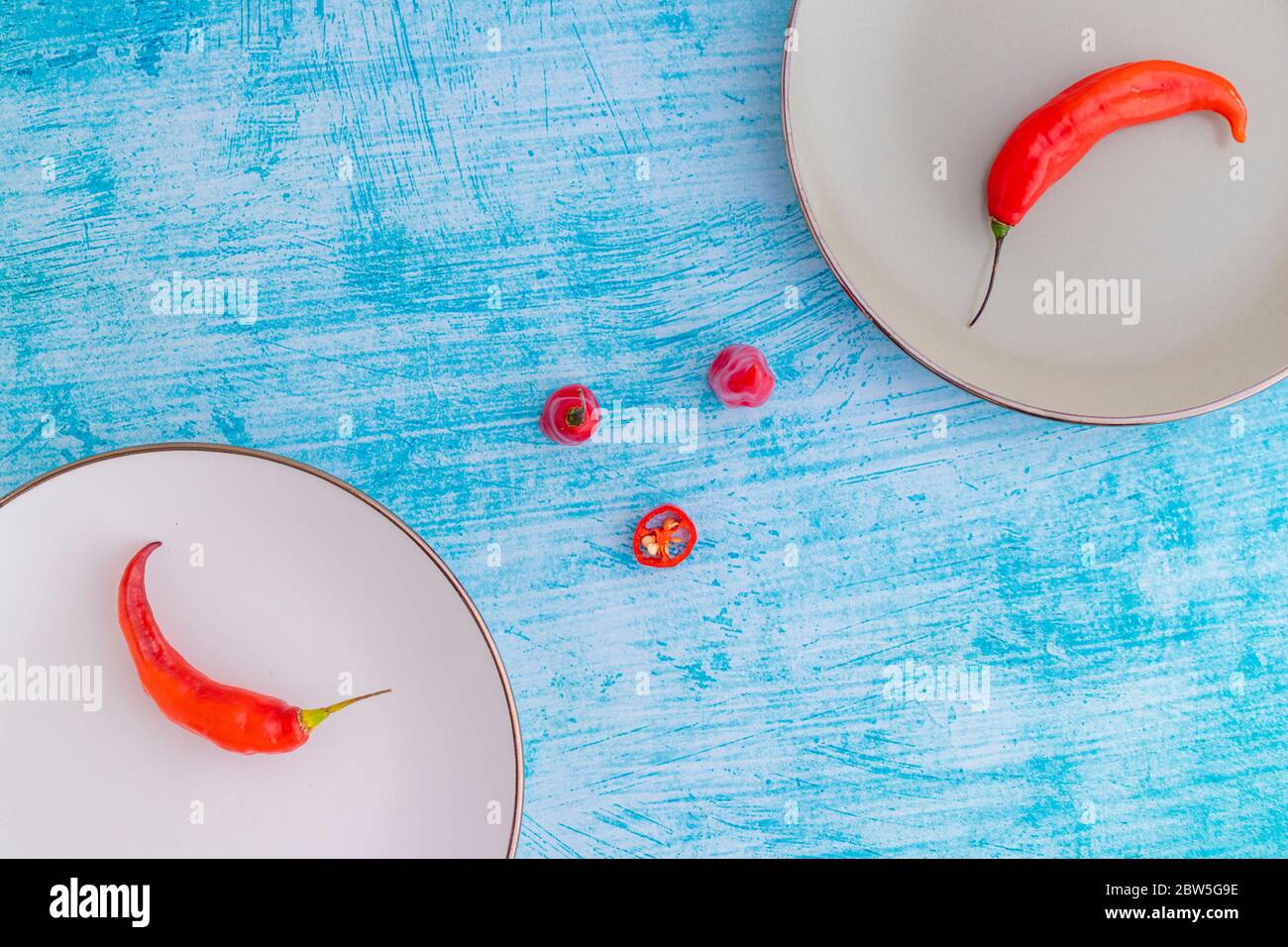 Presentation of the Peruvian red hot chili (Ají Limo) in a colored ...