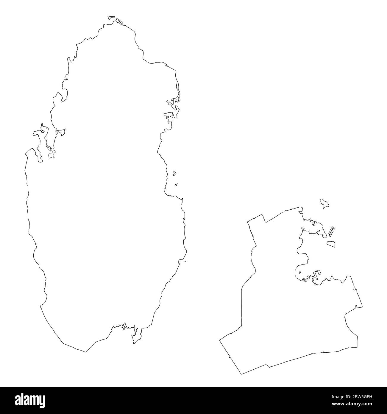 Vector map Qatar and Doha. Country and capital. Isolated vector ...
