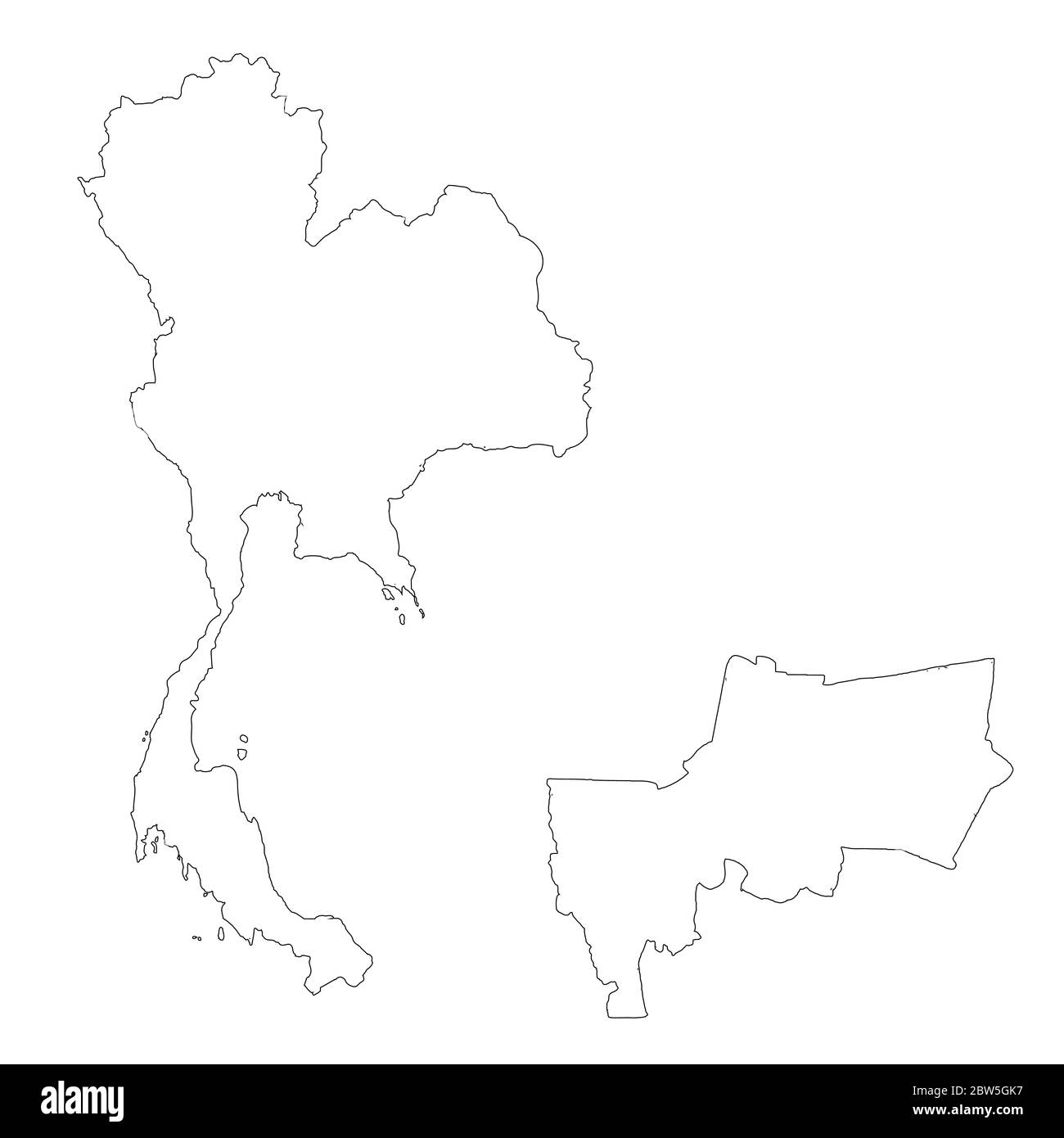 Vector map Thailand and Bangkok. Country and capital. Isolated vector ...
