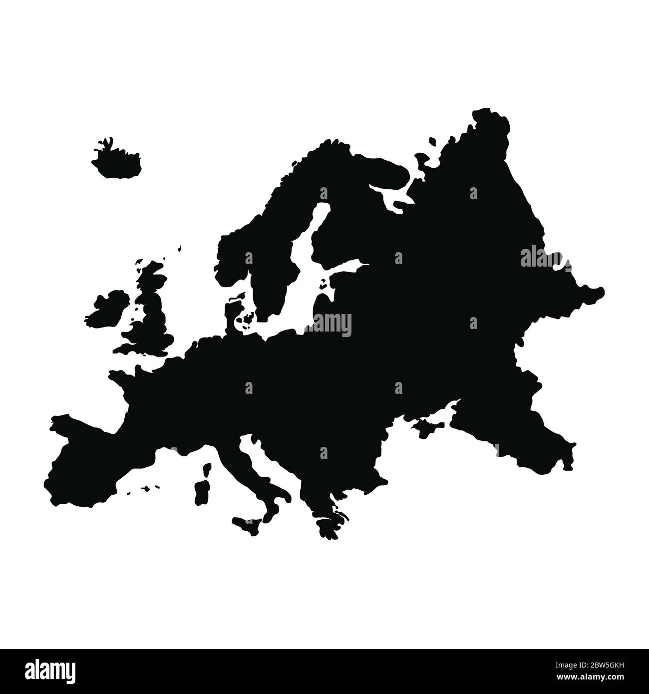 Vector map Europe. Isolated vector Illustration. Black on White ...
