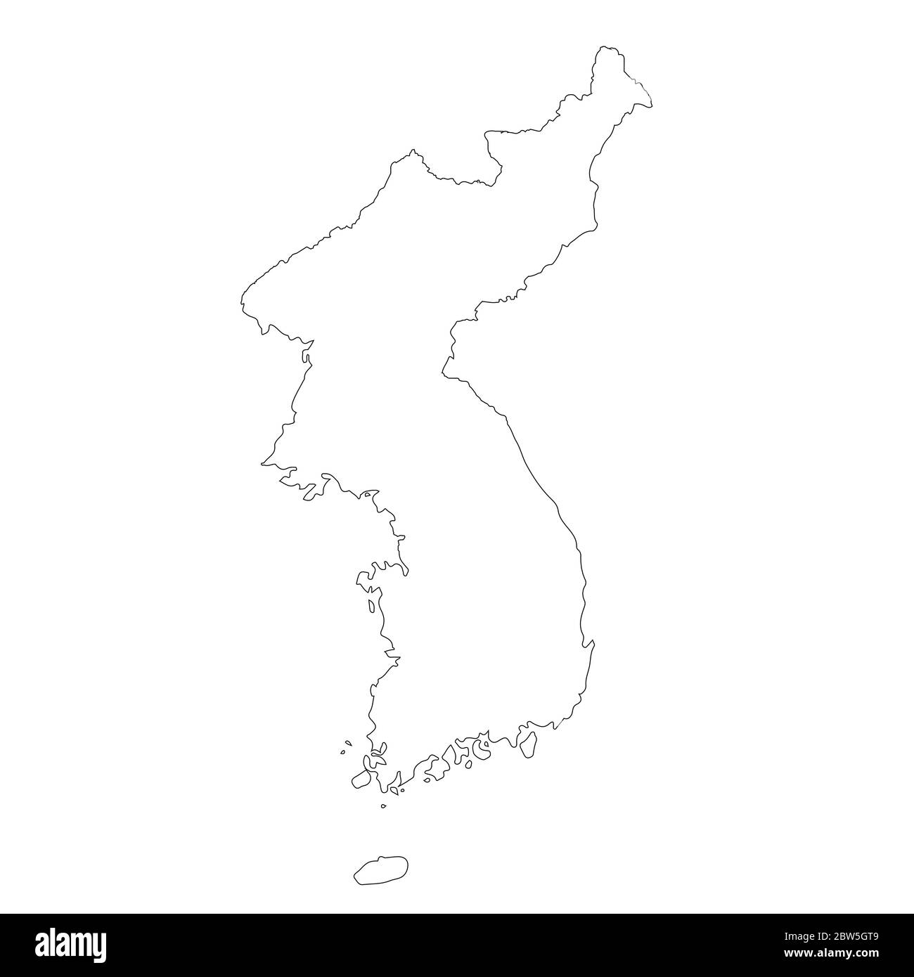 Vector map The Republic of Korea. Isolated vector Illustration. Outline ...