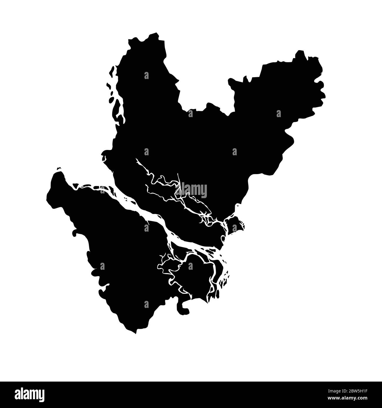 Vector map Dhaka. Isolated vector Illustration. Black on White ...