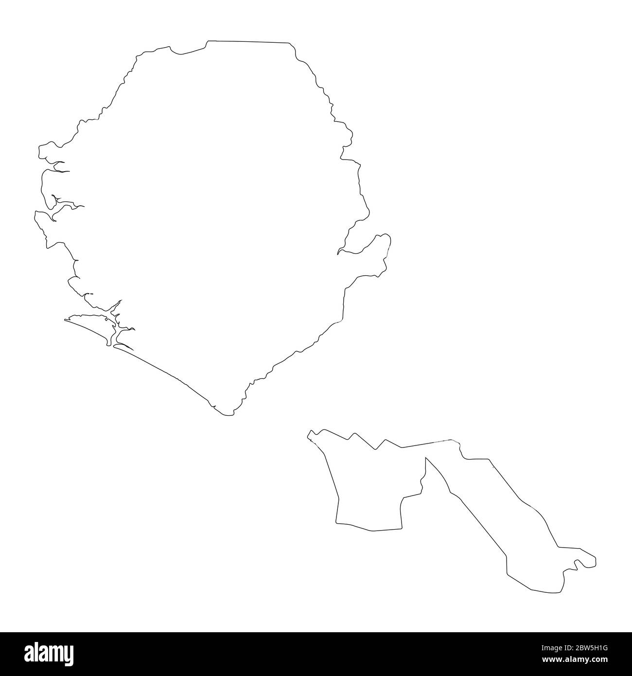 Vector map Sierra Leone and Freetown. Country and capital. Isolated ...