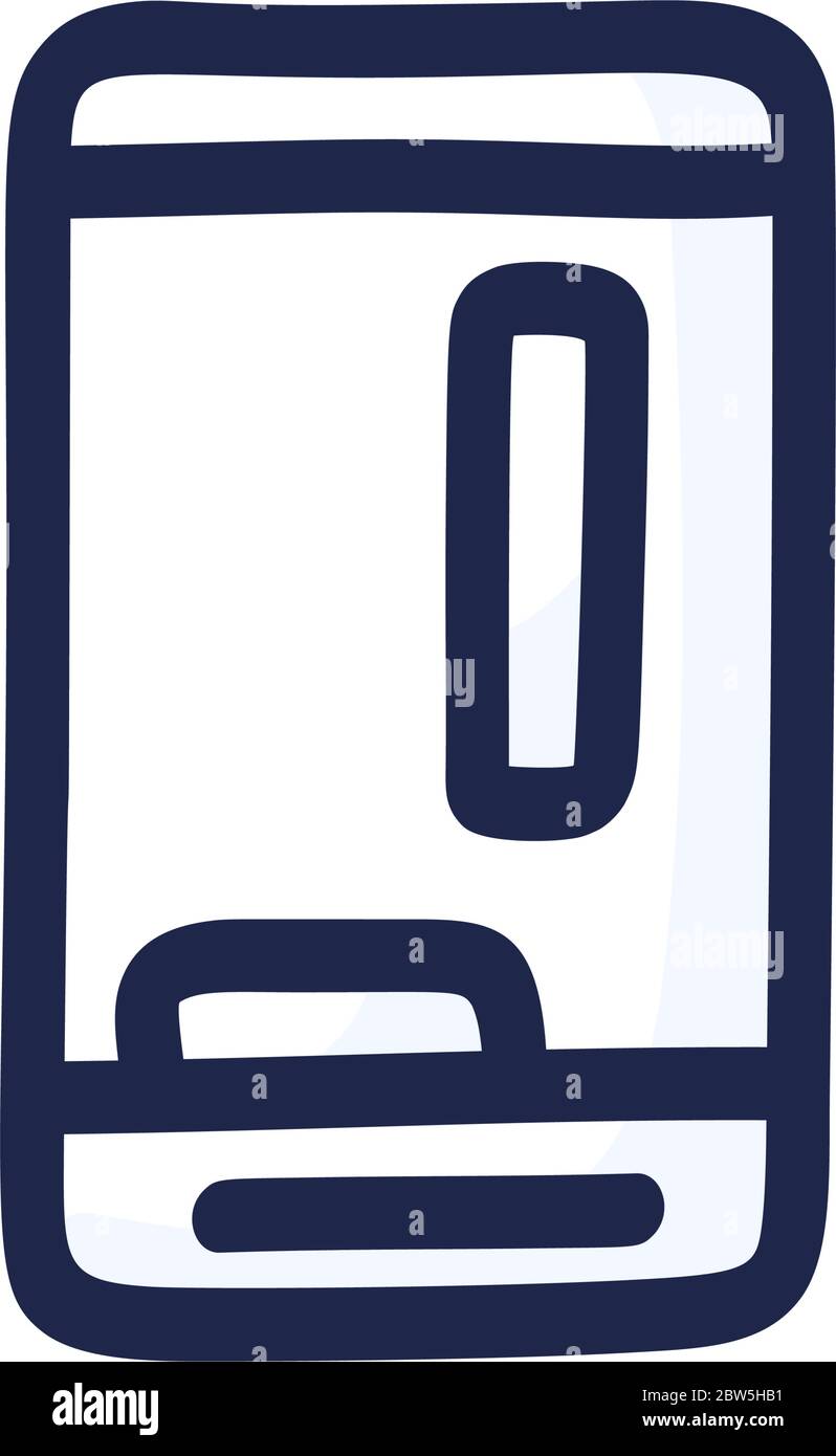 Mobile game on the phone. Hand-drawn mobile phone icon on which the ...