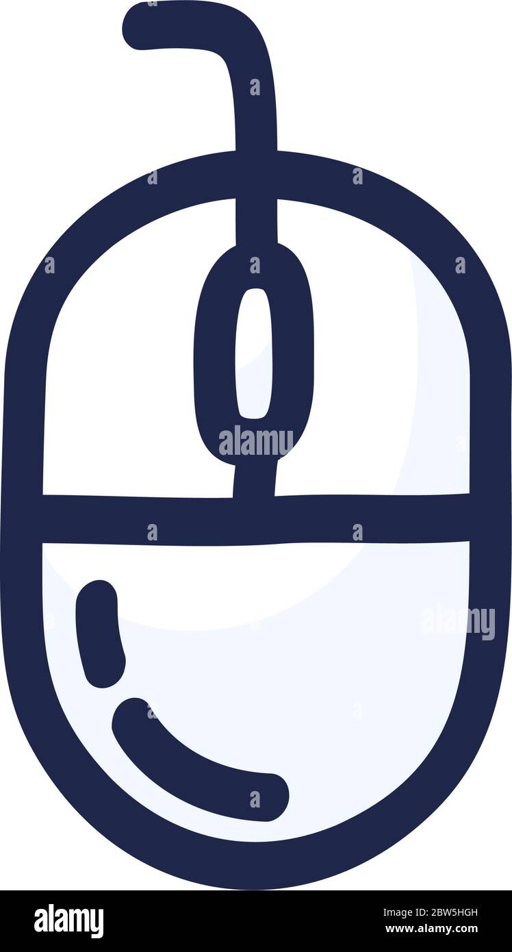 Computer mouse hand drawn outline doodle icon. Flat cartoon controller ...