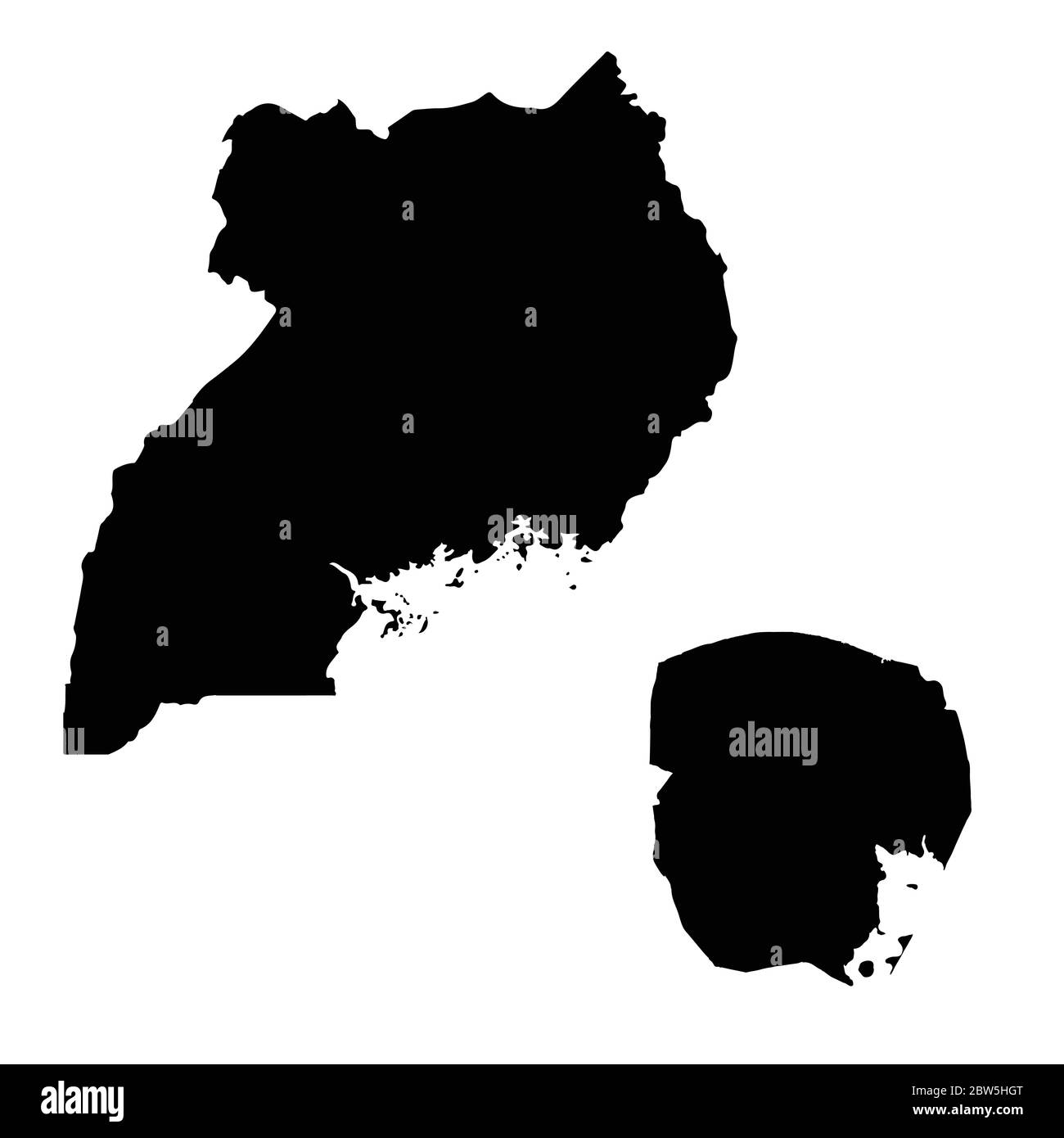 Vector map Uganda and Kampala. Country and capital. Isolated vector ...