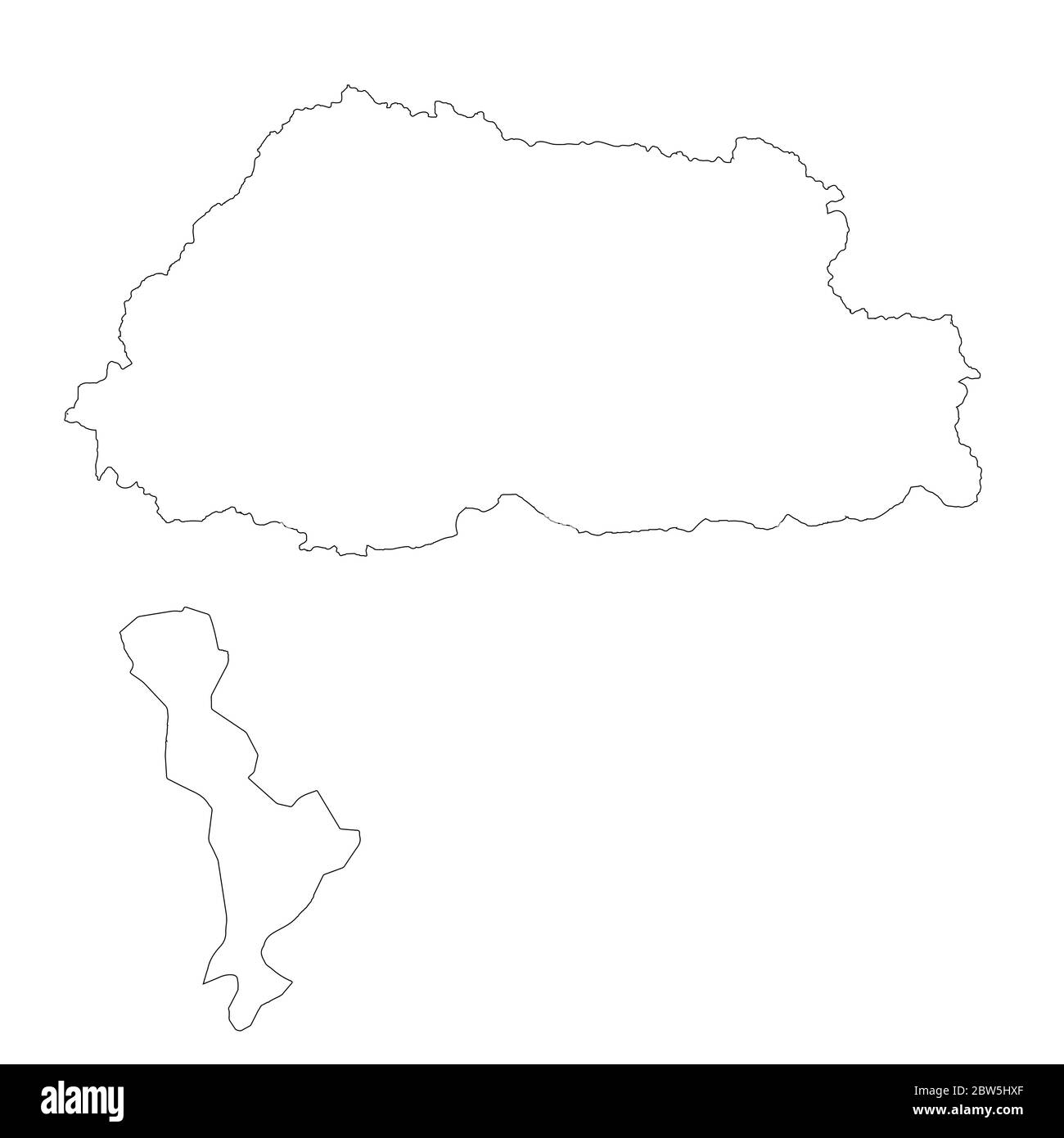 Vector map Butane and Thimphu. Country and capital. Isolated vector ...