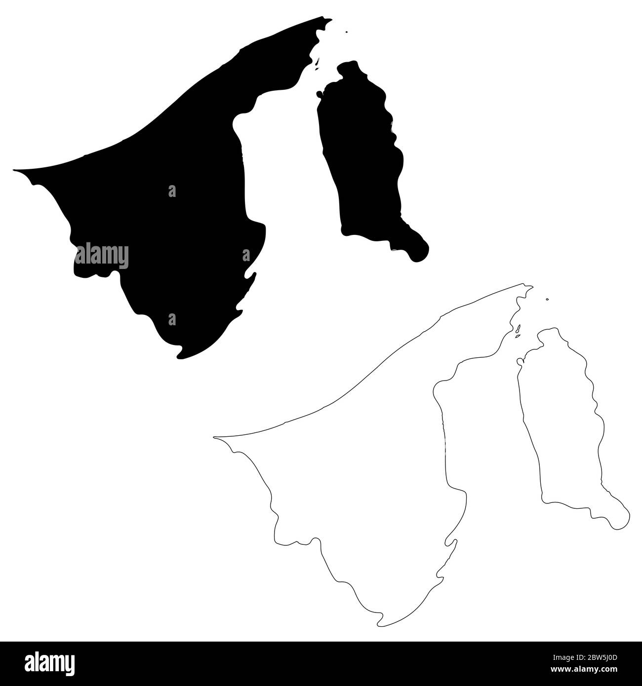 Vector map Brunei. Isolated vector Illustration. Black on White ...