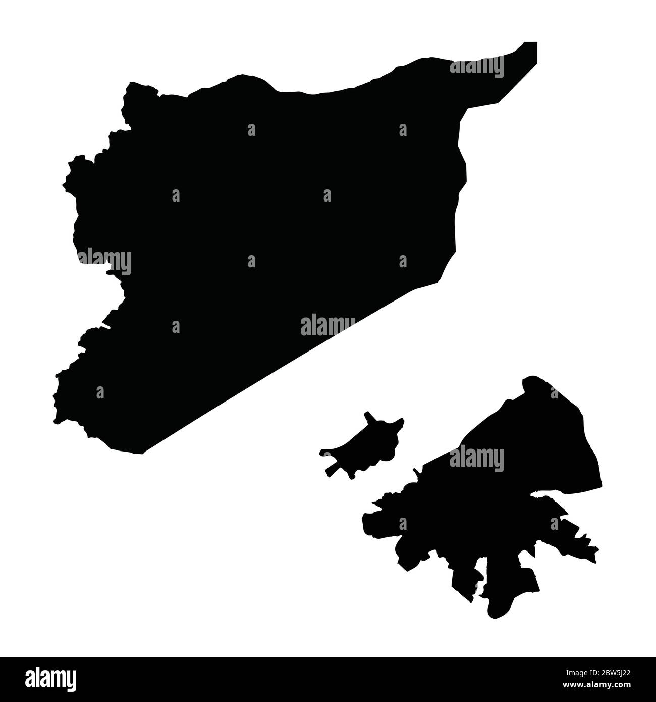 Vector map Syria and Damascus. Country and capital. Isolated vector ...