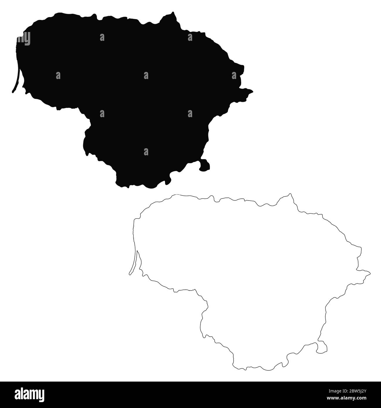 Vector map Lithuania. Isolated vector Illustration. Black on White ...