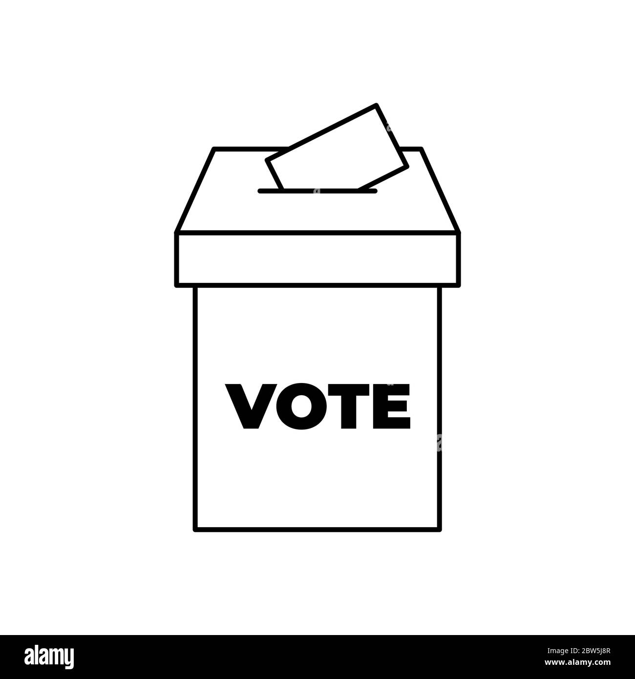 Vote box or ballot box icon isolated on white background . Outline icon ...