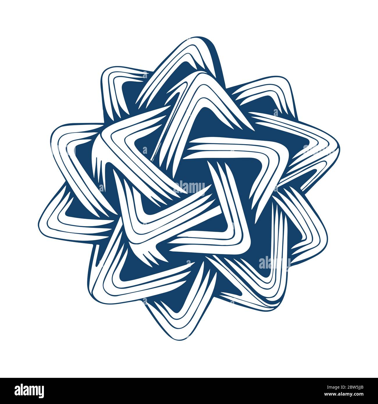 Vintage style abstract logo. Abstract star shape hand drawn isometric ...