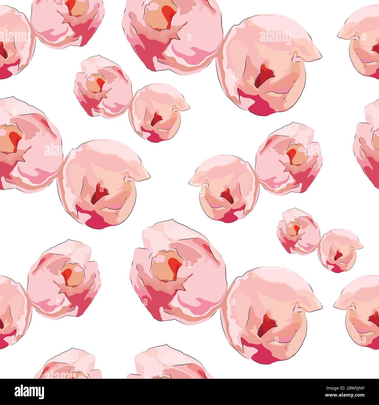 Seamless Floral Pink Roses Pattern. Vector Illustration. Floral ...