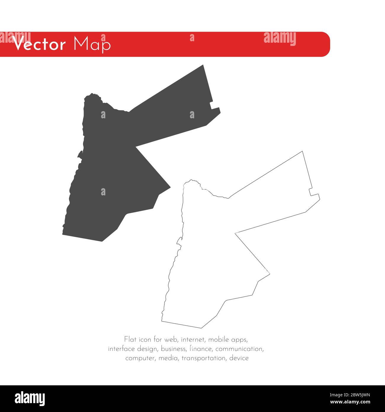 Vector map Jordan. Isolated vector Illustration. Black on White background. EPS 10 Illustration ...