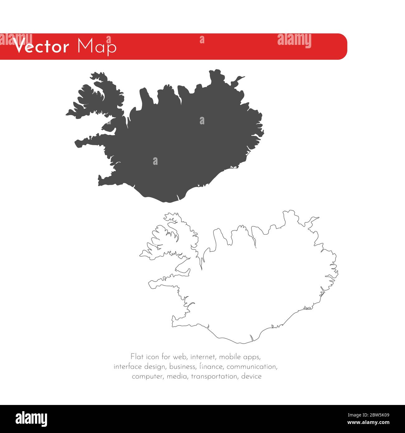 Vector map Iceland. Isolated vector Illustration. Black on White ...