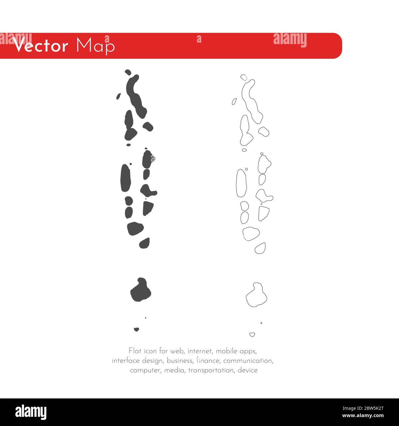 Vector map Maldives. Isolated vector Illustration. Black on White ...