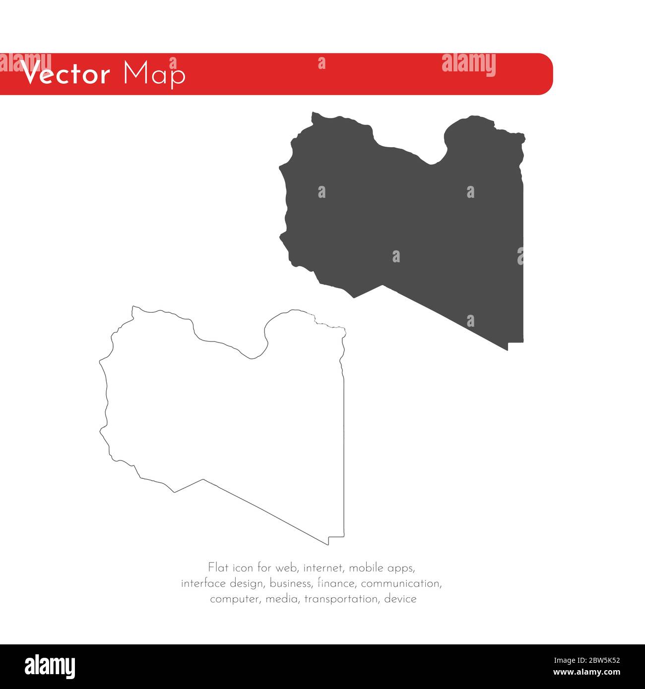 Vector map Libya. Isolated vector Illustration. Black on White ...