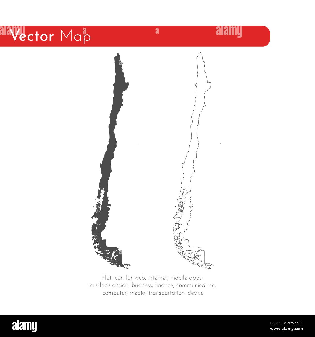 Vector map Chile. Isolated vector Illustration. Black on White ...