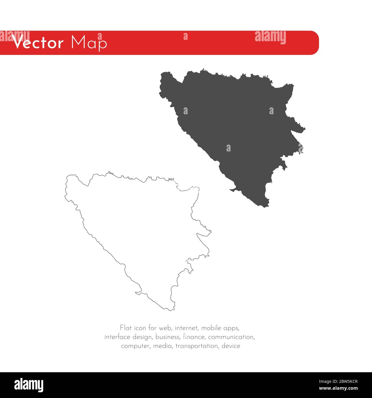 Vector map Bosnia and Herzegovina. Isolated vector Illustration. Black ...