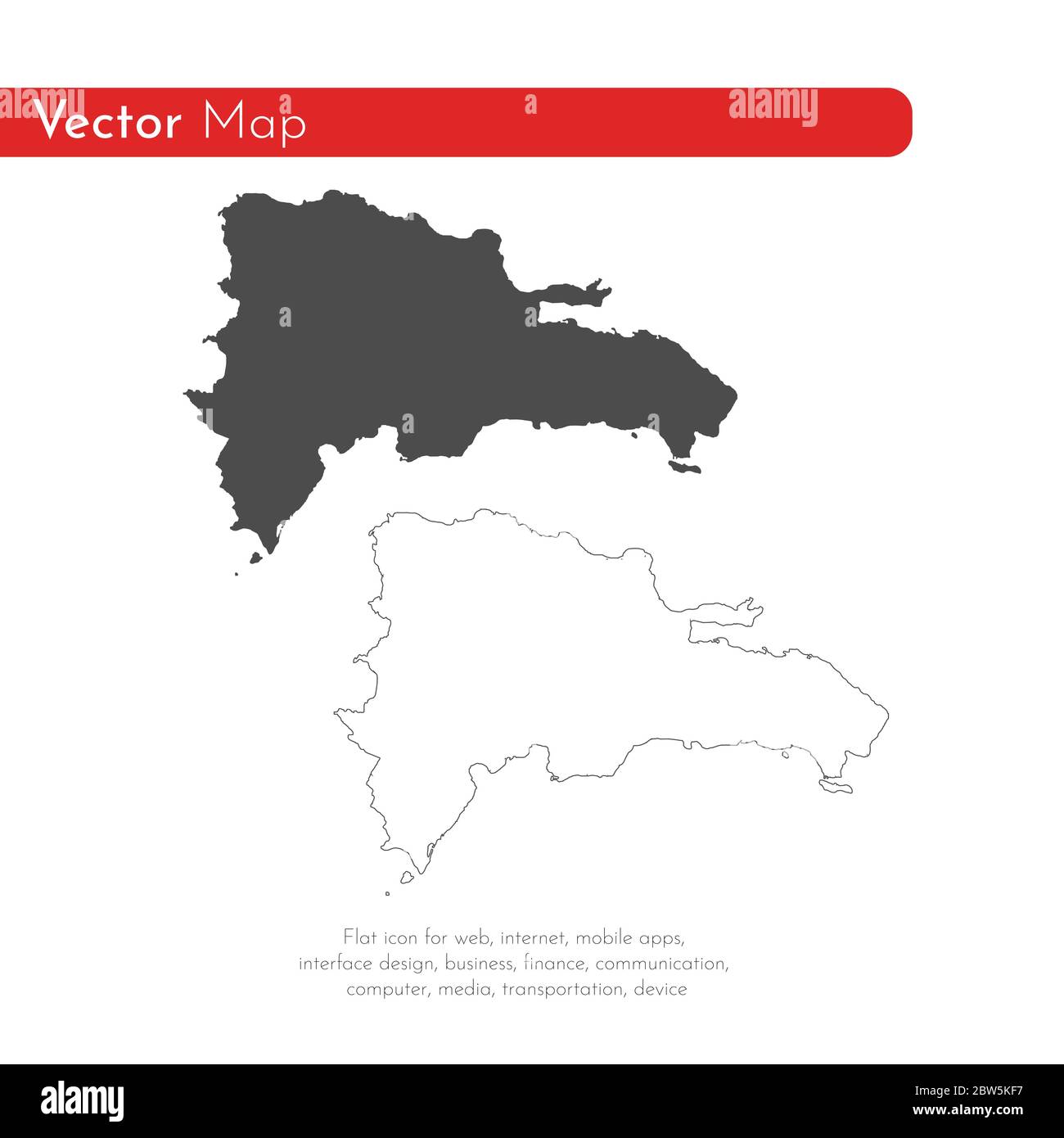 Vector map Dominican Republic. Isolated vector Illustration. Black on ...