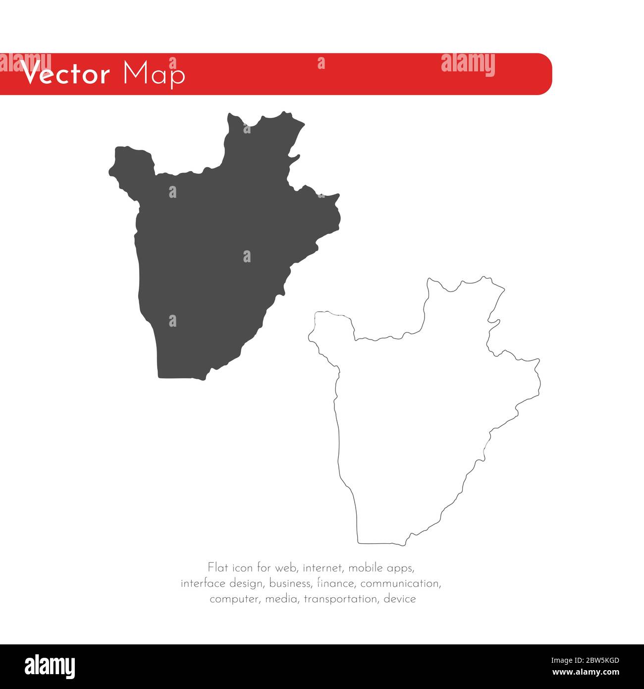 Vector Map Burundi Isolated Vector Illustration Black On White