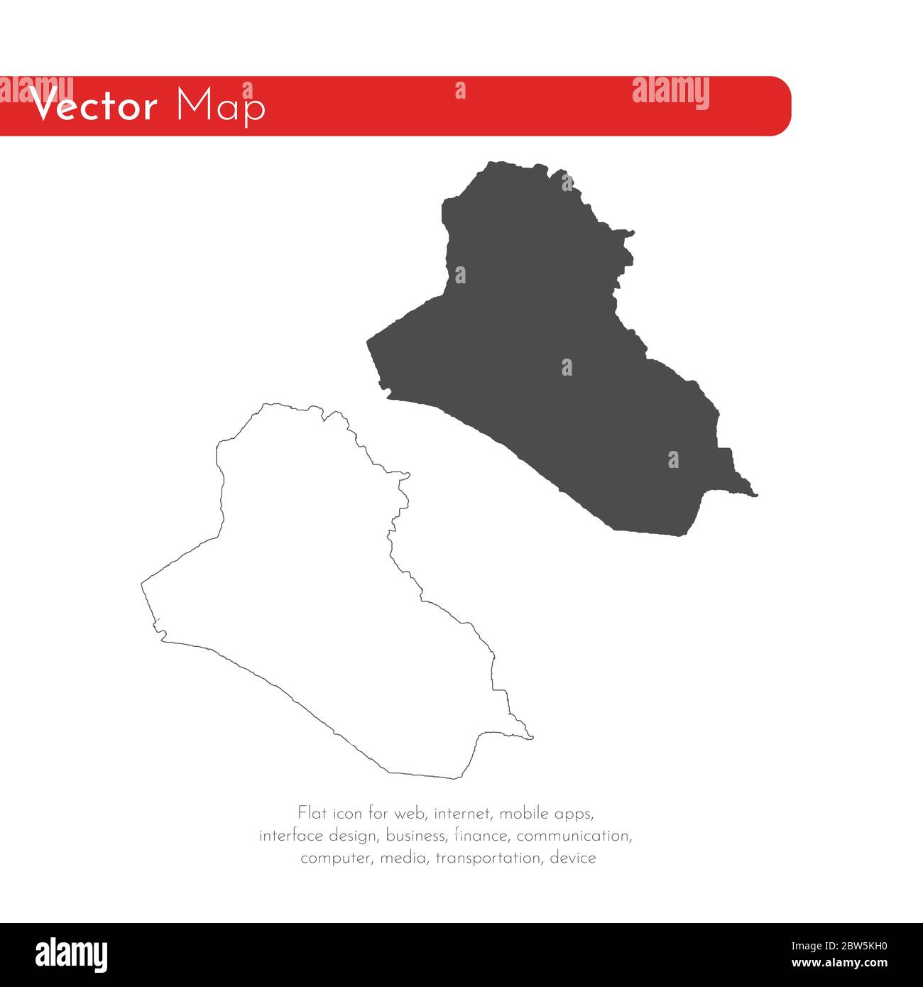 Vector map Iraq. Isolated vector Illustration. Black on White ...