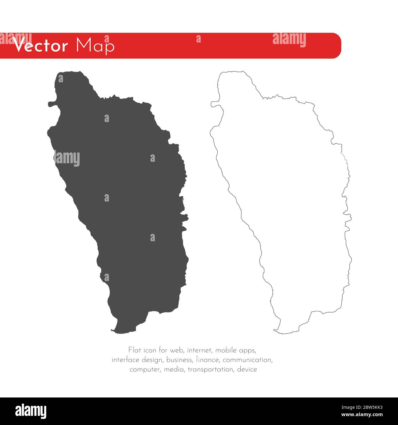 Vector map Dominica. Isolated vector Illustration. Black on White ...