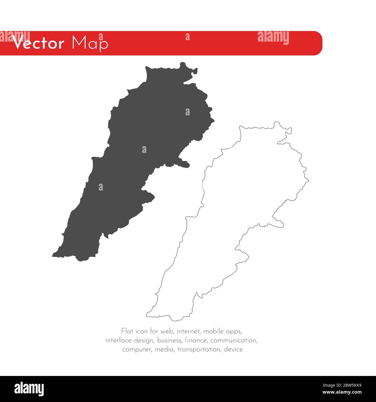Vector map Lebanon. Isolated vector Illustration. Black on White ...
