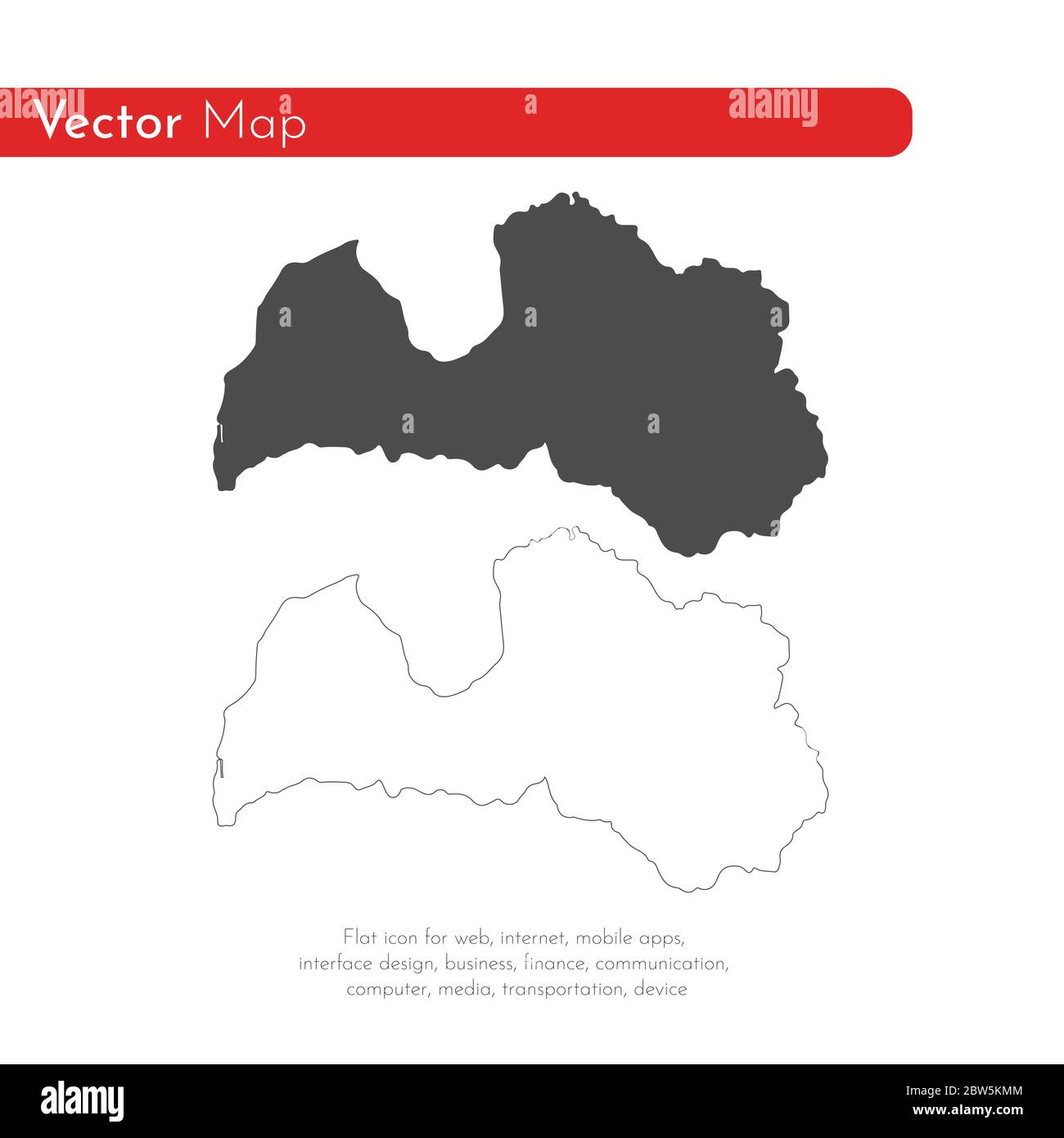 Vector map Latvia. Isolated vector Illustration. Black on White ...