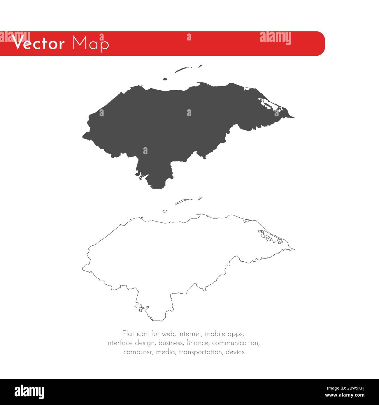 Vector map Honduras. Isolated vector Illustration. Black on White ...