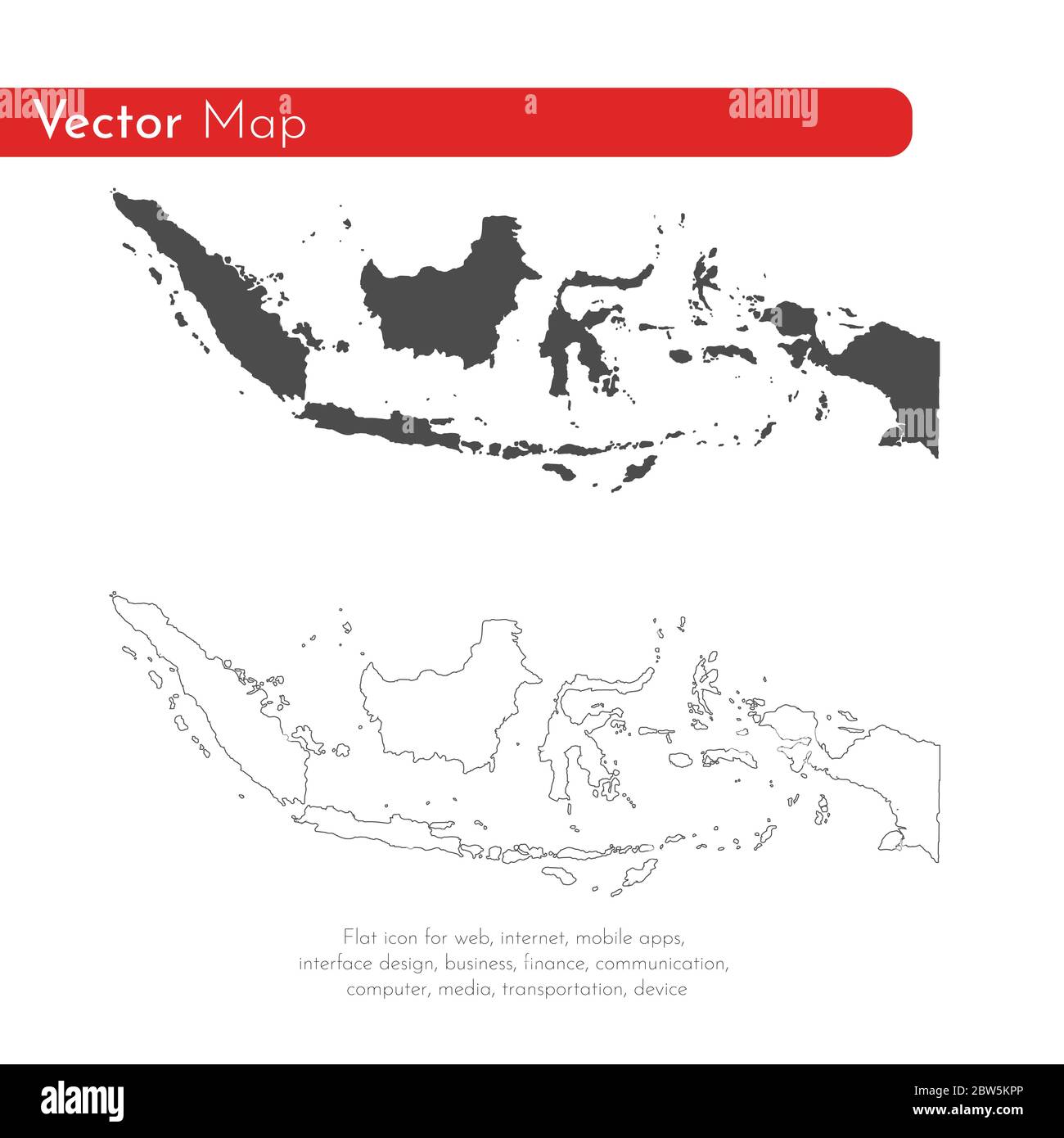 Vector map Indonesia. Isolated vector Illustration. Black on White ...