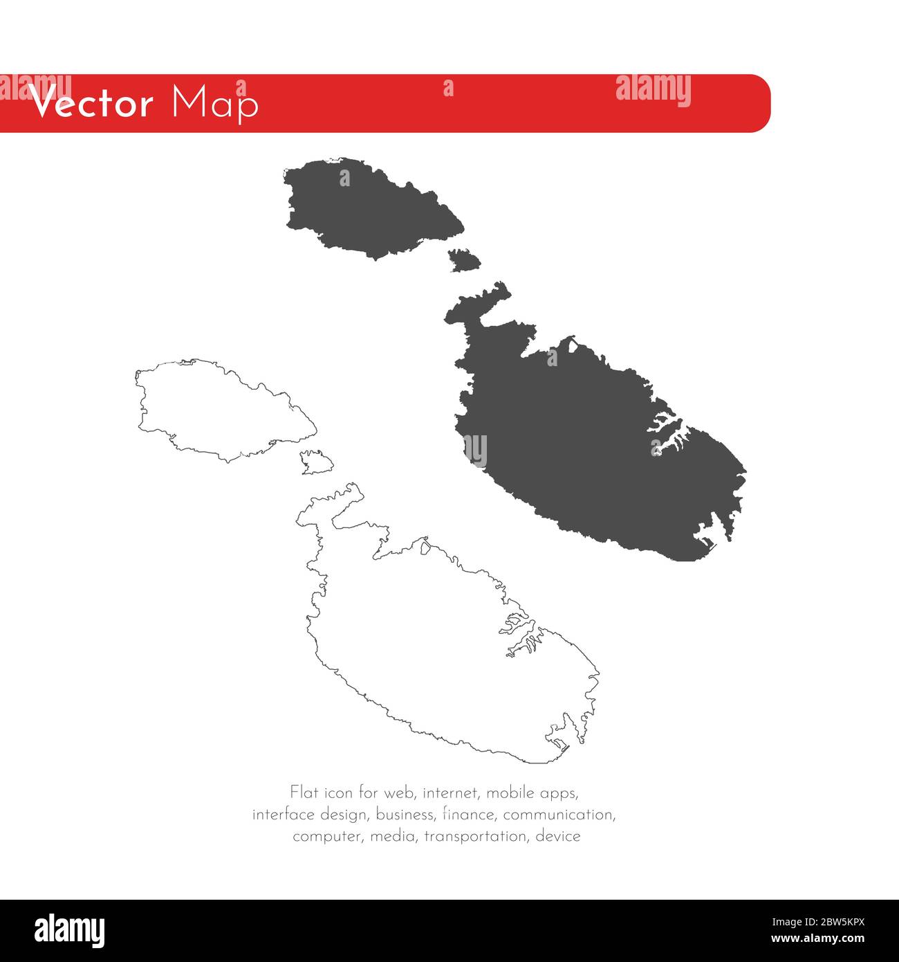 Vector map Malta. Isolated vector Illustration. Black on White ...
