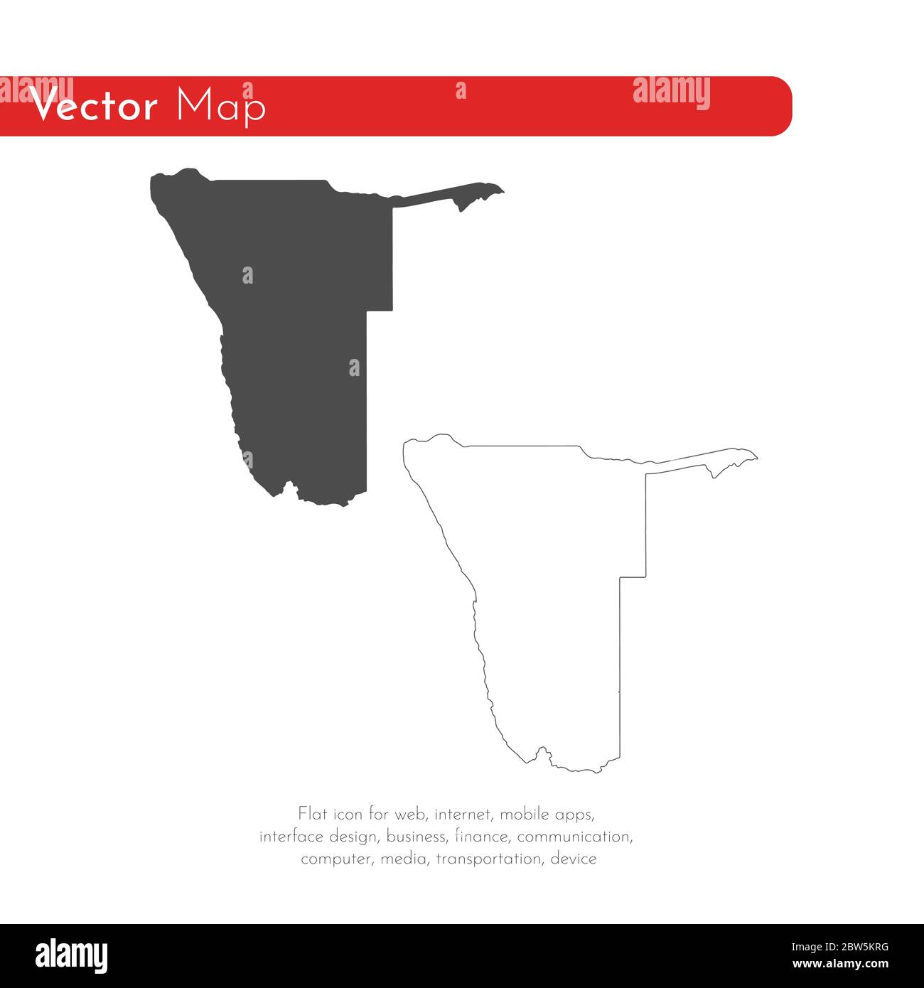Vector map Namibia. Isolated vector Illustration. Black on White ...