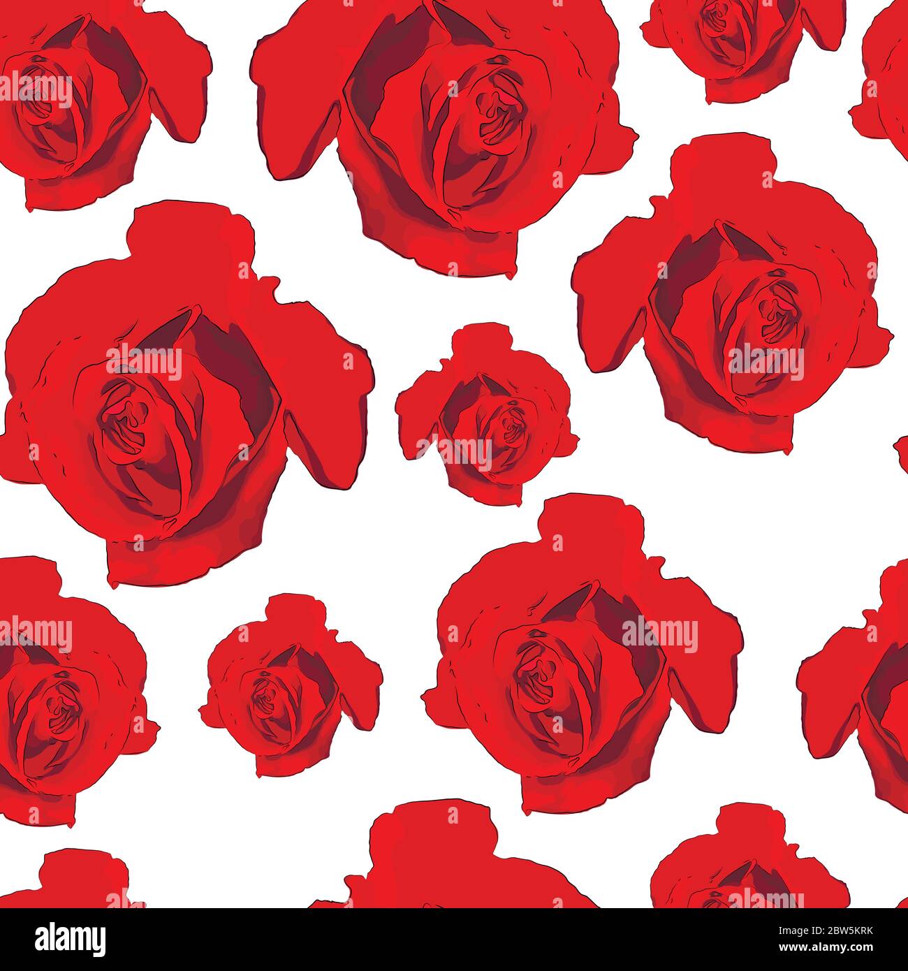 Seamless Floral Red Roses Pattern. Vector Illustration. Floral ...