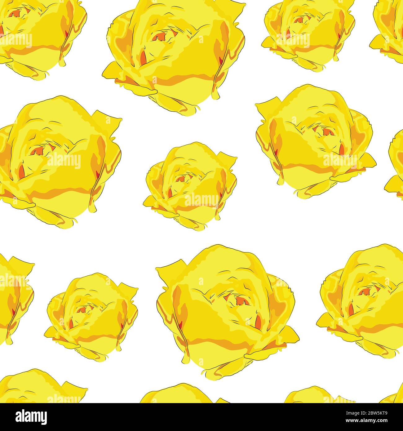 Seamless Floral Yellow Roses Pattern. Vector Illustration. Floral ...