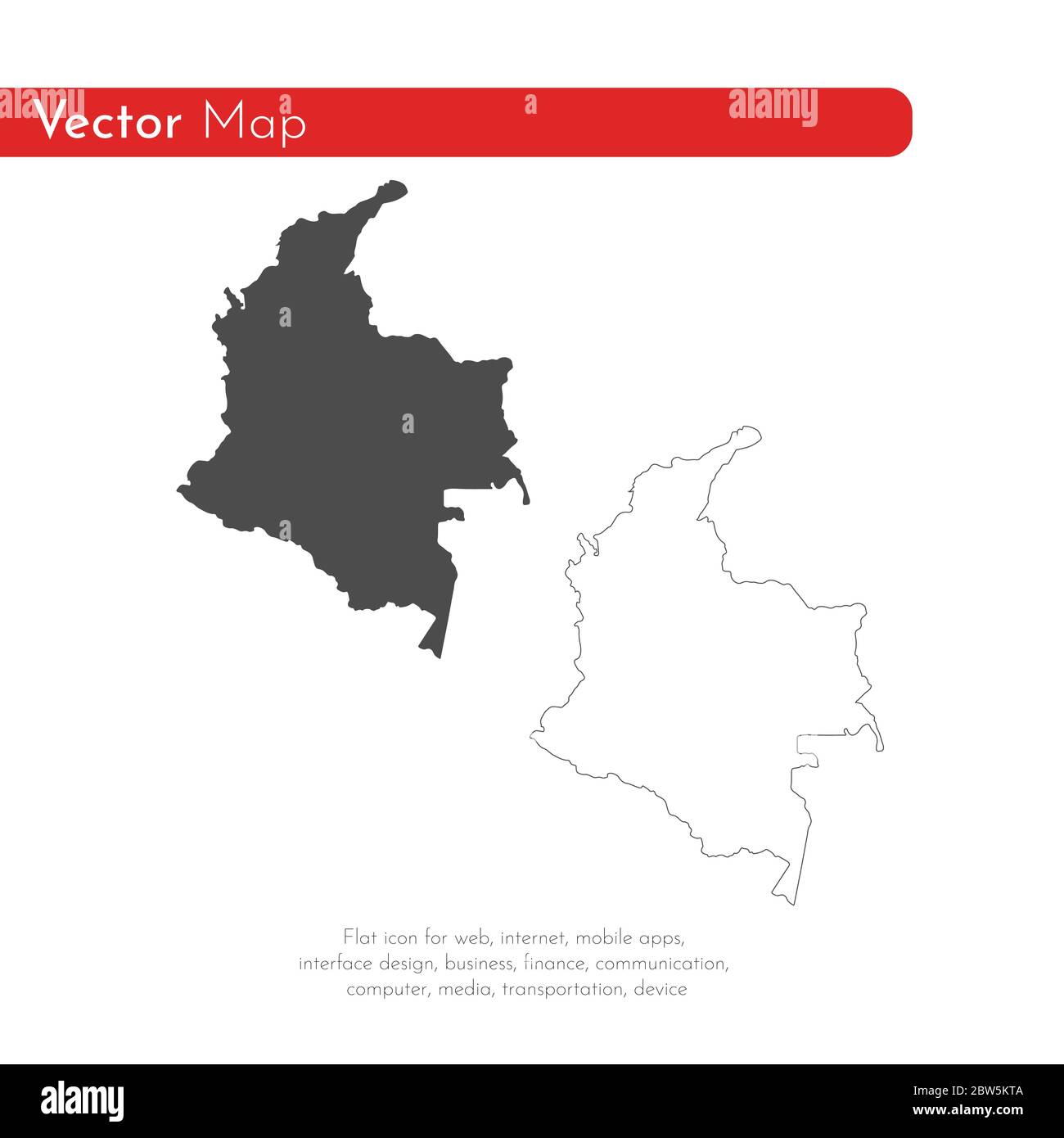 Vector map Colombia. Isolated vector Illustration. Black on White ...