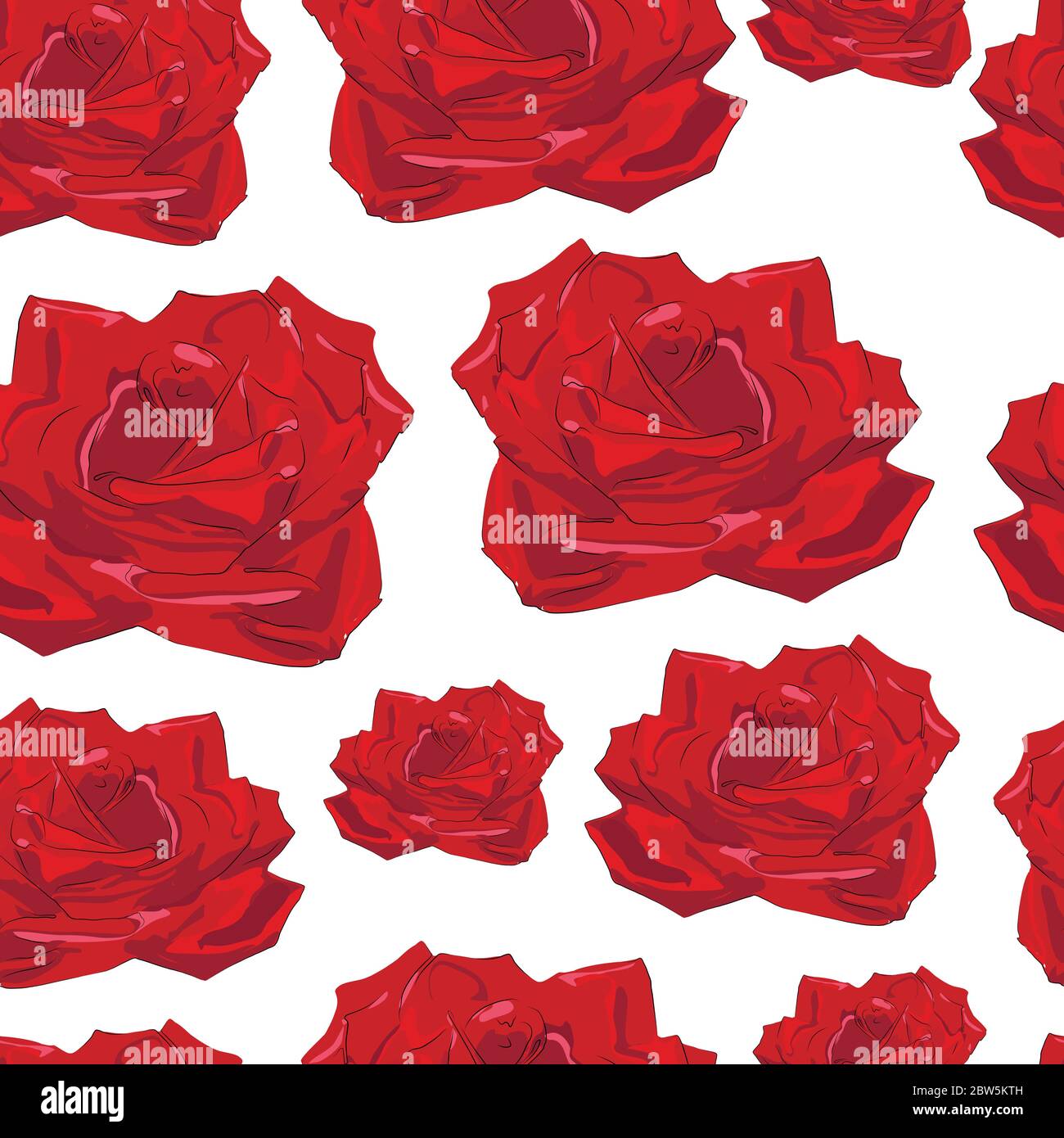 Seamless Floral Red Roses Pattern. Vector Illustration. Floral ...