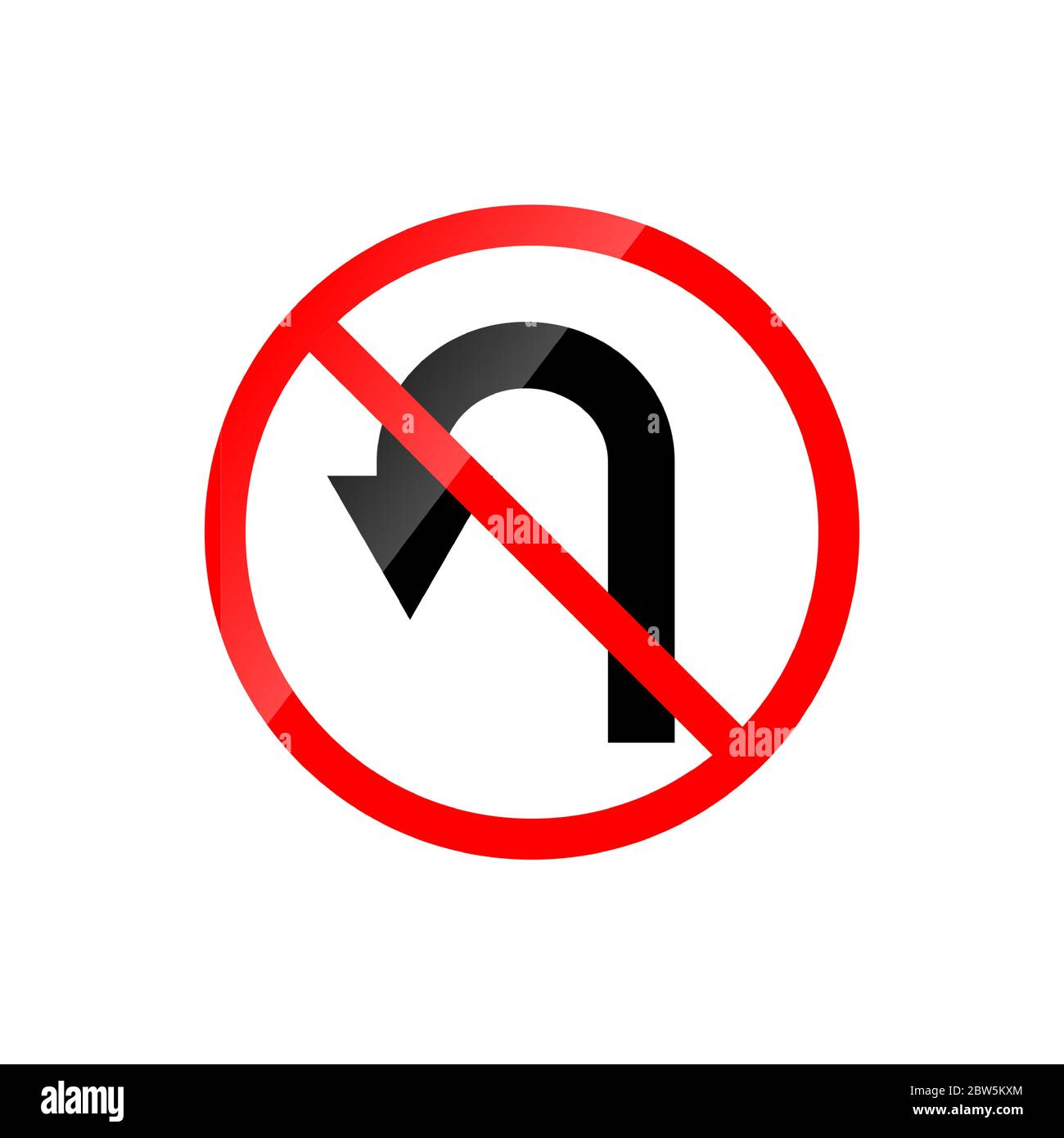 No U turn road sign on white background. Vector illustration Stock ...